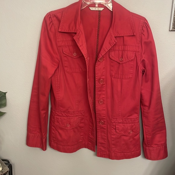 CAbi | Jackets & Coats | Cabi Cabana Red Field Button Jacket | Poshmark